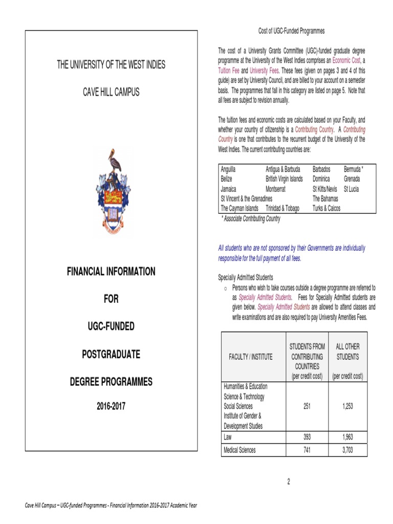 UWI Cavehill Financial Information 2016 2017 UGC Funded | PDF | Doctor ...