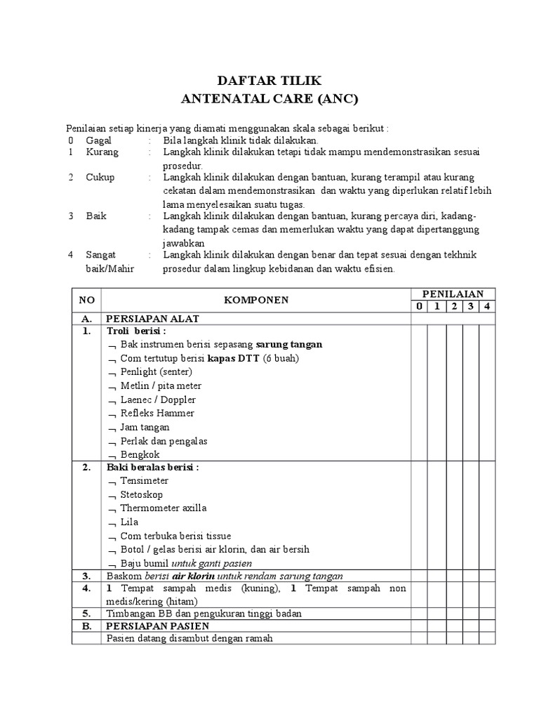 Daftar Tilik Anc | PDF | Pengembangan Diri | Kesehatan Holistik