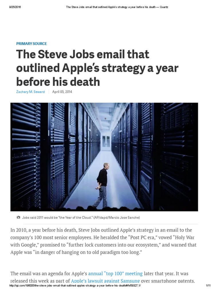 Jobs' 2010 Email on Apple's Strategy | PDF | I Pad | I Phone