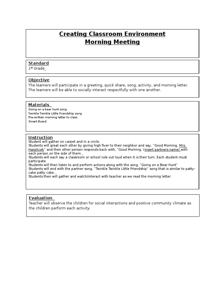 Morning Meeting | PDF | Language Arts & Discipline