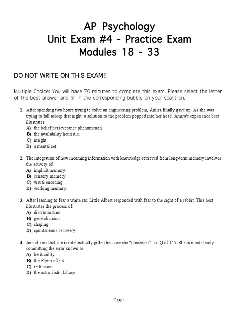 AP Psych Prac. Exam 18 33 | PDF | Recall (Memory) | Memory