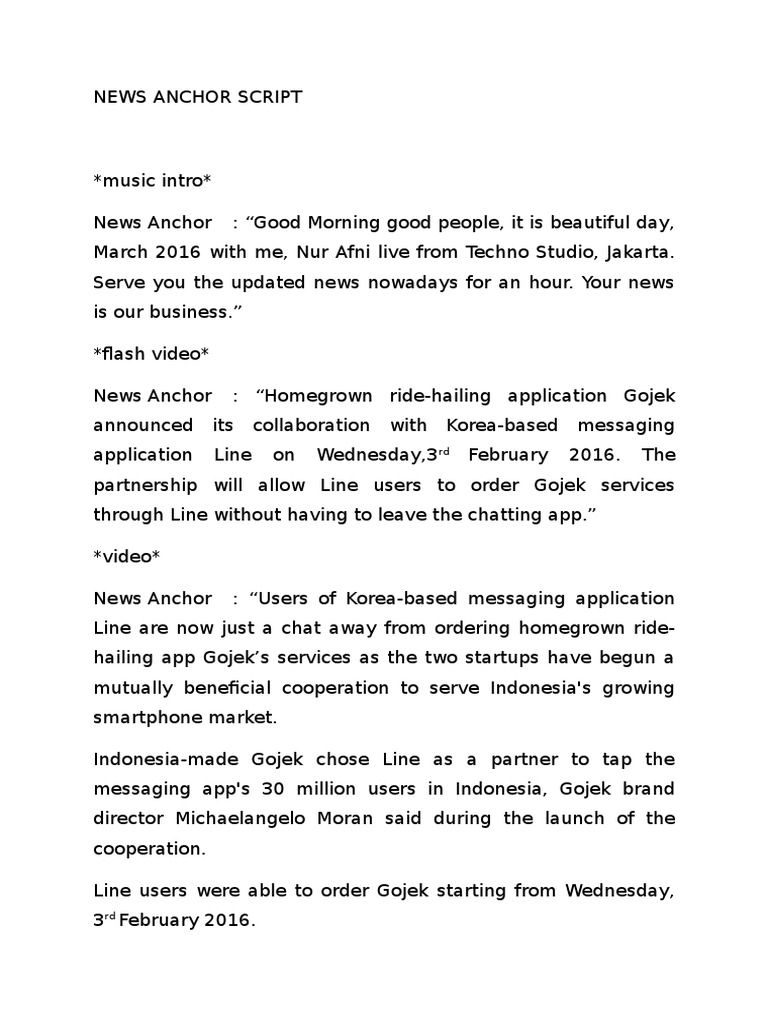 News Anchor Script | PDF | Computers