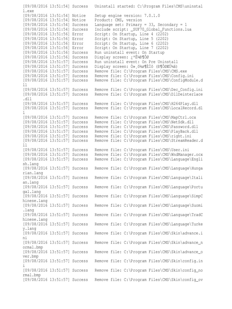 CMS Uninstall Log | PDF | Computers