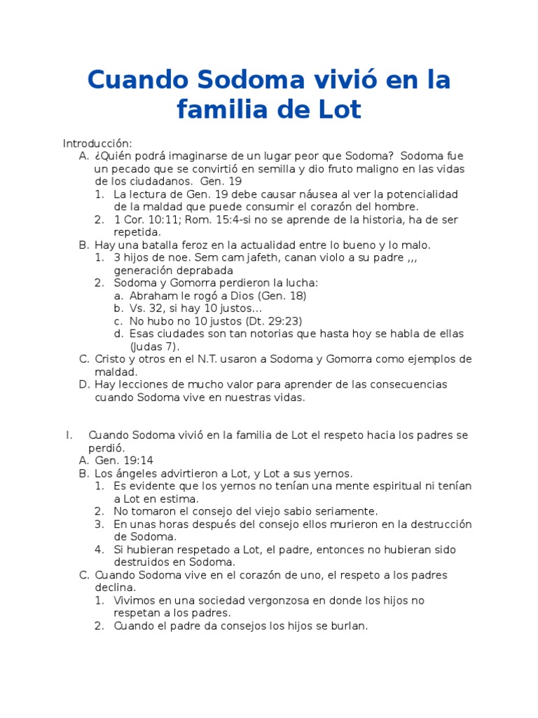 Cuando Sodoma Vivió en La Familia de Lot | PDF | Pecado | Creencia religiosa y doctrina