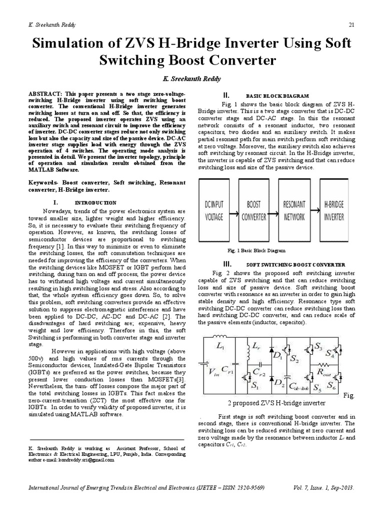 Simulation of ZVS H-Bridge Inverter Using Soft Switching Boost ...