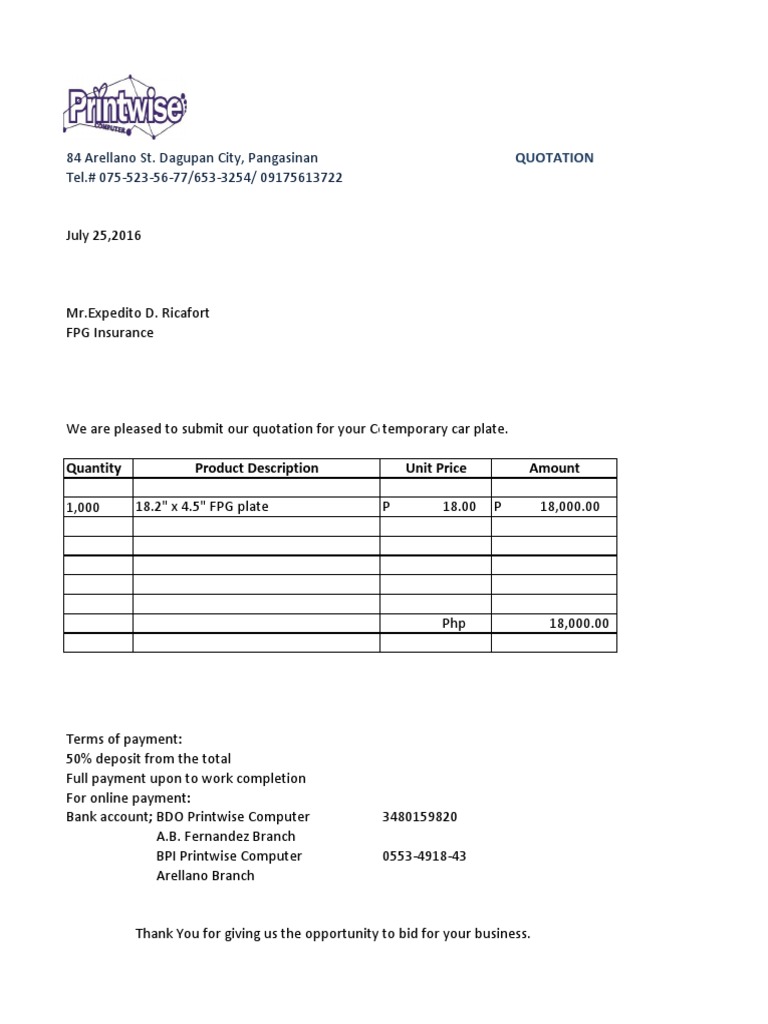 URC Quotation Standee | PDF | Business | Law