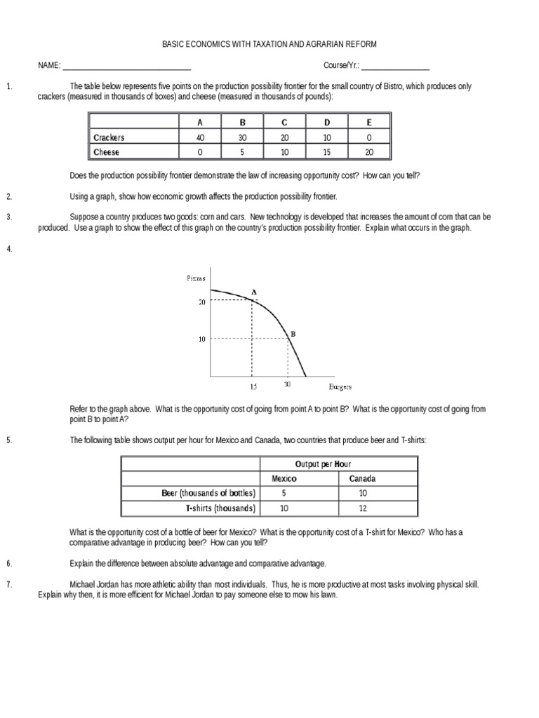 Econ Exercise 2 | PDF | Comparative Advantage | Economics