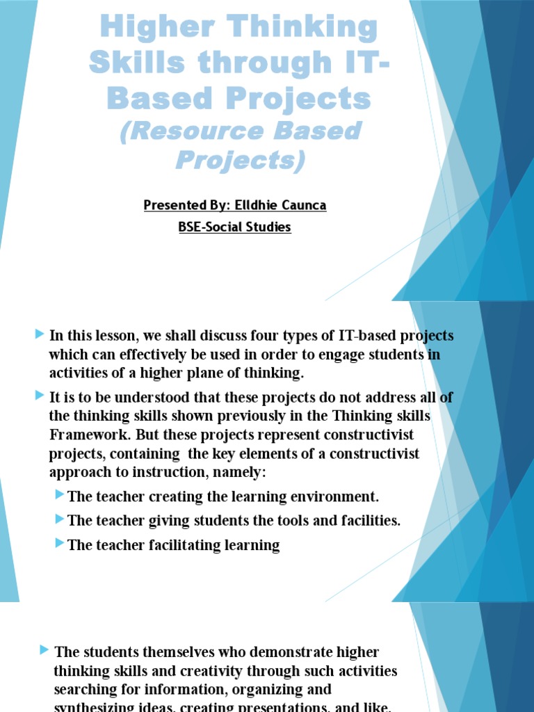 (Resource Based Projects) : Presented By: Elldhie Caunca BSE-Social ...