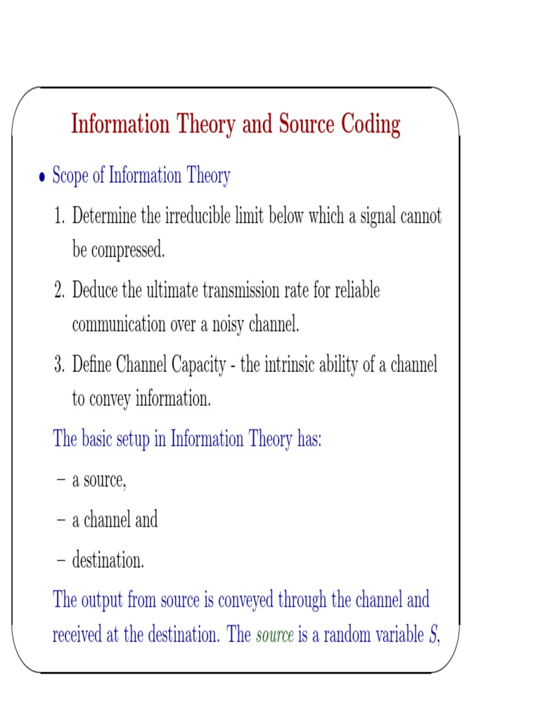 Information Theory Basics PDF | PDF | Data Transmission | Information