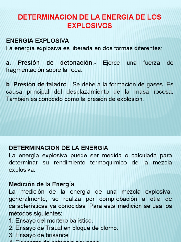 Determinacion de La Energia de Los Explosivos | PDF | Material ... Determinacion de La Energia de Los Explosivos | PDF | Material ...