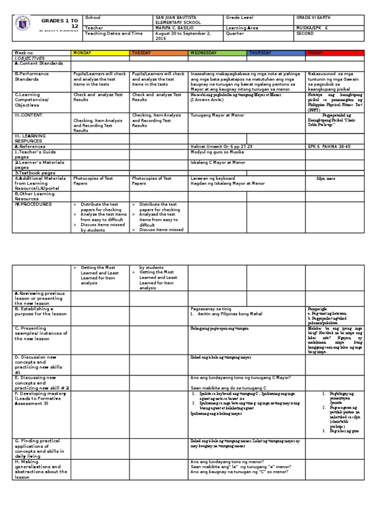 DLL Msep 6 | PDF | Test (Assessment) | Sharing