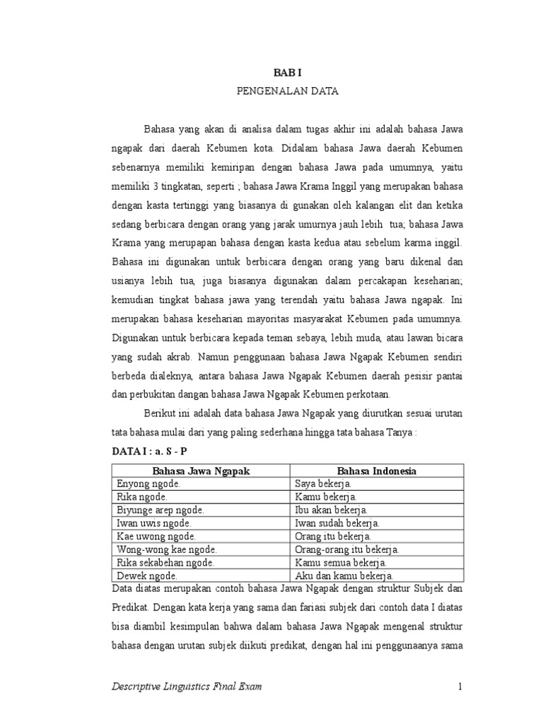 Mengenal Bahasa Jawa Kebumen | PDF