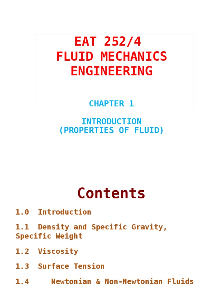 Fluid Mechanics: Properties Overview | PDF | Viscosity | Fluid Mechanics