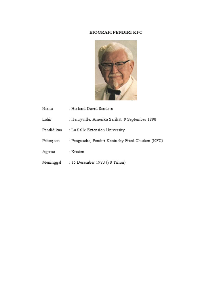 Biografi Pendiri KFC | PDF