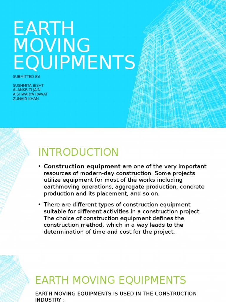 Types of Earth Moving Equipment | PDF | Heavy Equipment | Loader ...