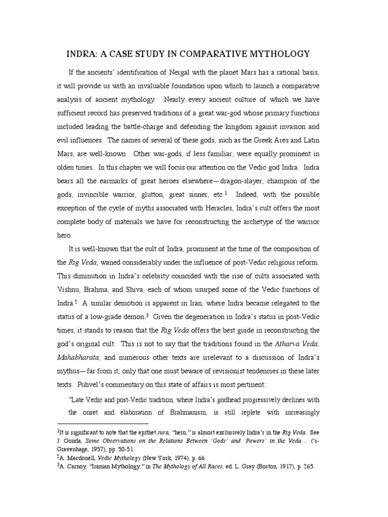 Indra A Case Study in Comparative Mythology | PDF | Vedas | Greek Mythology