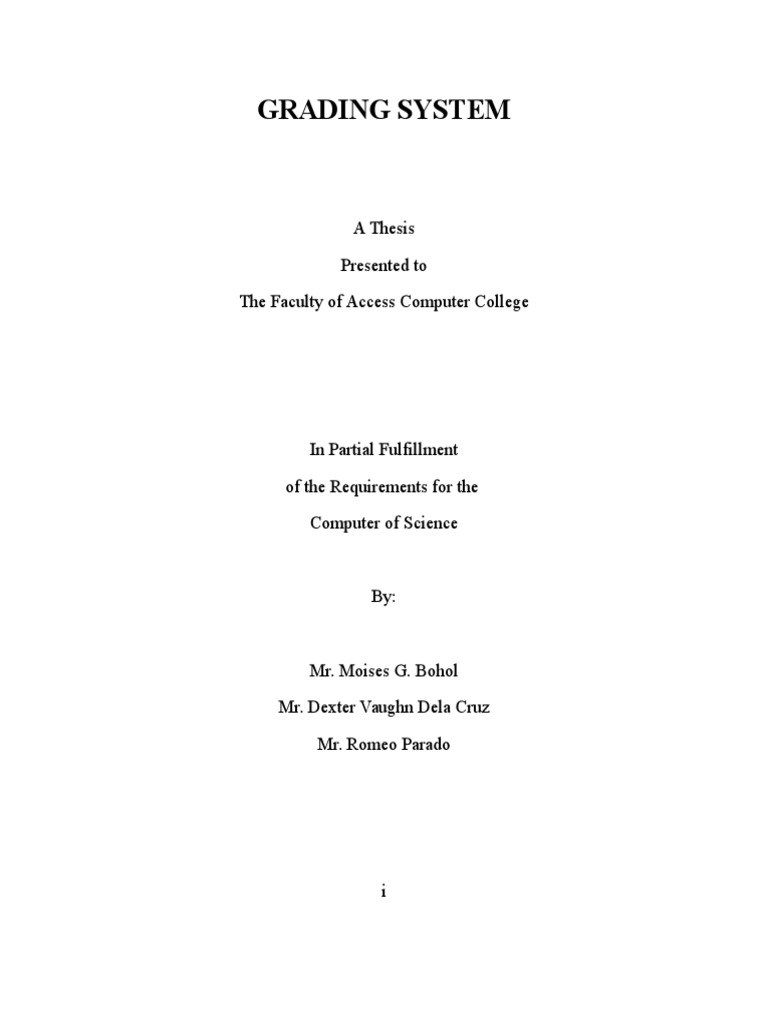 Thesis on Grading System | PDF