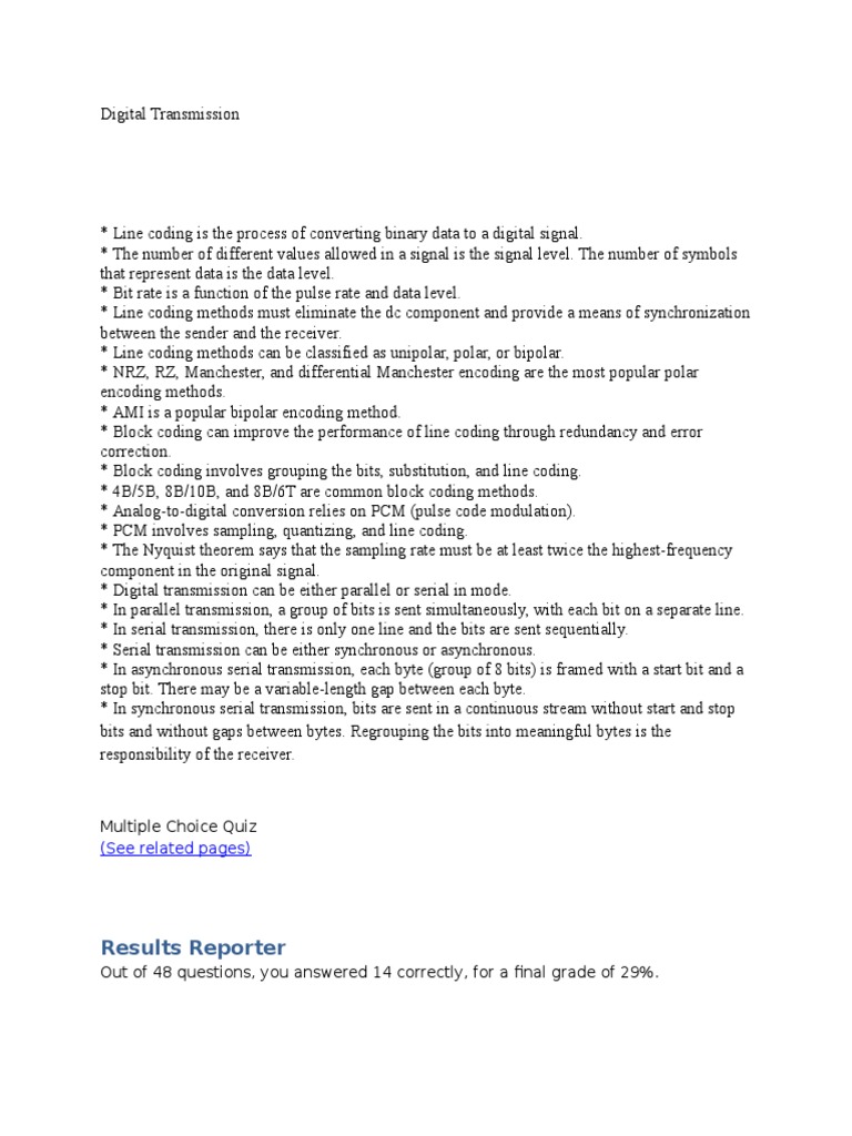 Digital Transmission | PDF | Data Transmission | Sampling (Signal Processing)