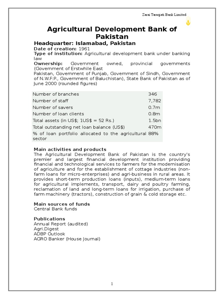 ZTBL Final | PDF | Microcredit | Loans