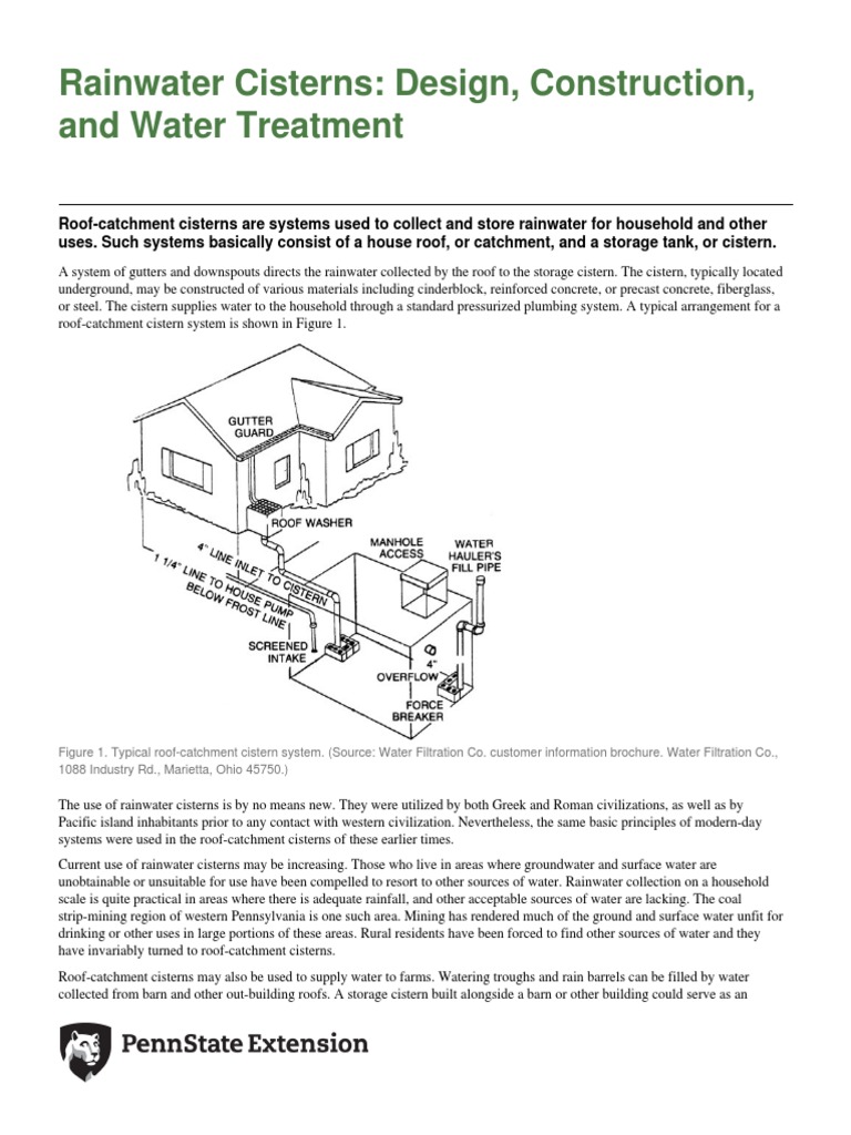 Rainwater Cisterns: Design, Construction, and Water Treatment | PDF ...
