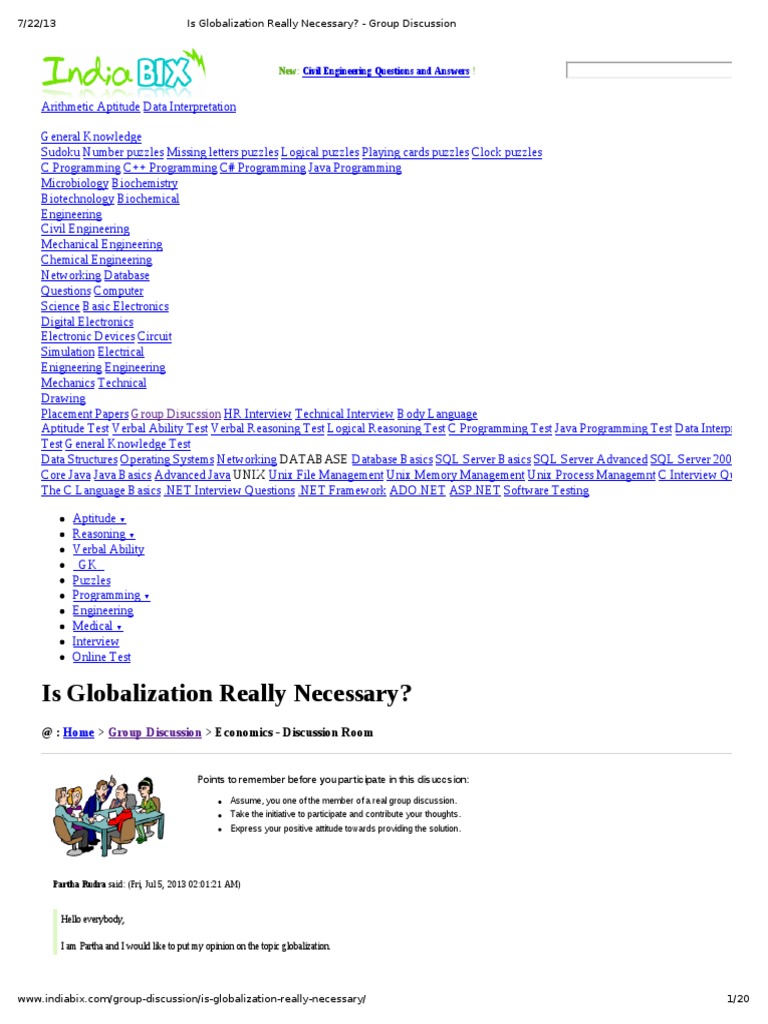 Is Globalization Really Necessary - Group Discussion | PDF | Economy Of ...