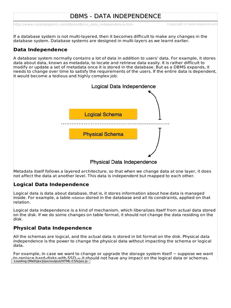Dbms Data Independence | PDF