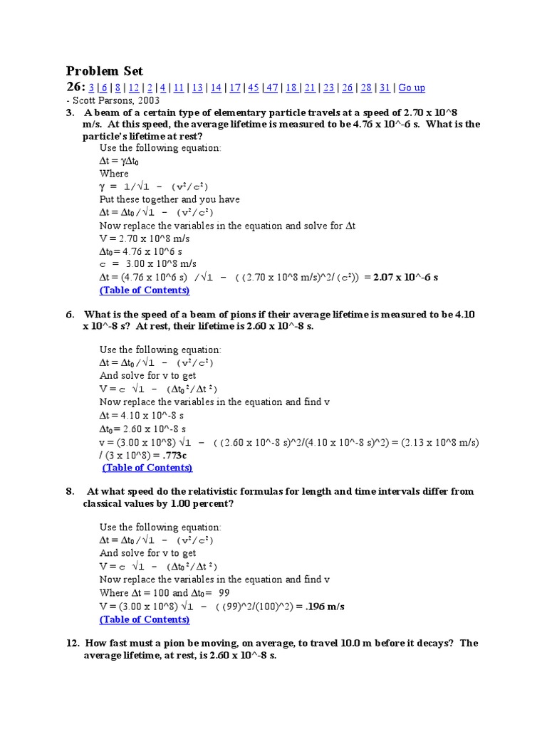 Problem Set 26 | PDF | Electronvolt | Mass