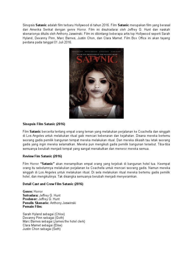 Sinopsis Film Satanic (2016) | PDF