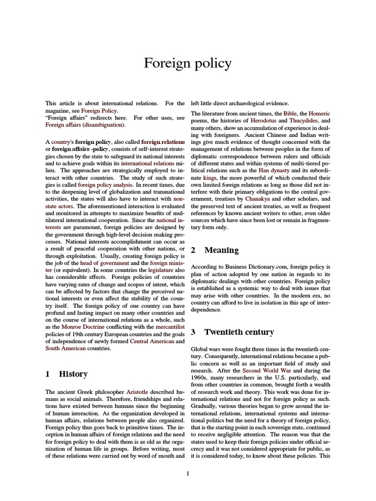 Toward a General Theory of Foreign Policy: An Analysis of the Need for ...