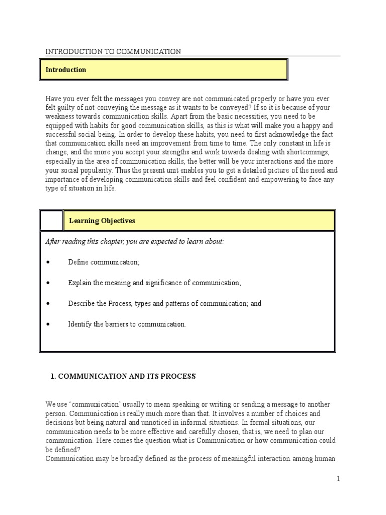 Introduction To Communication | PDF | Nonverbal Communication ...