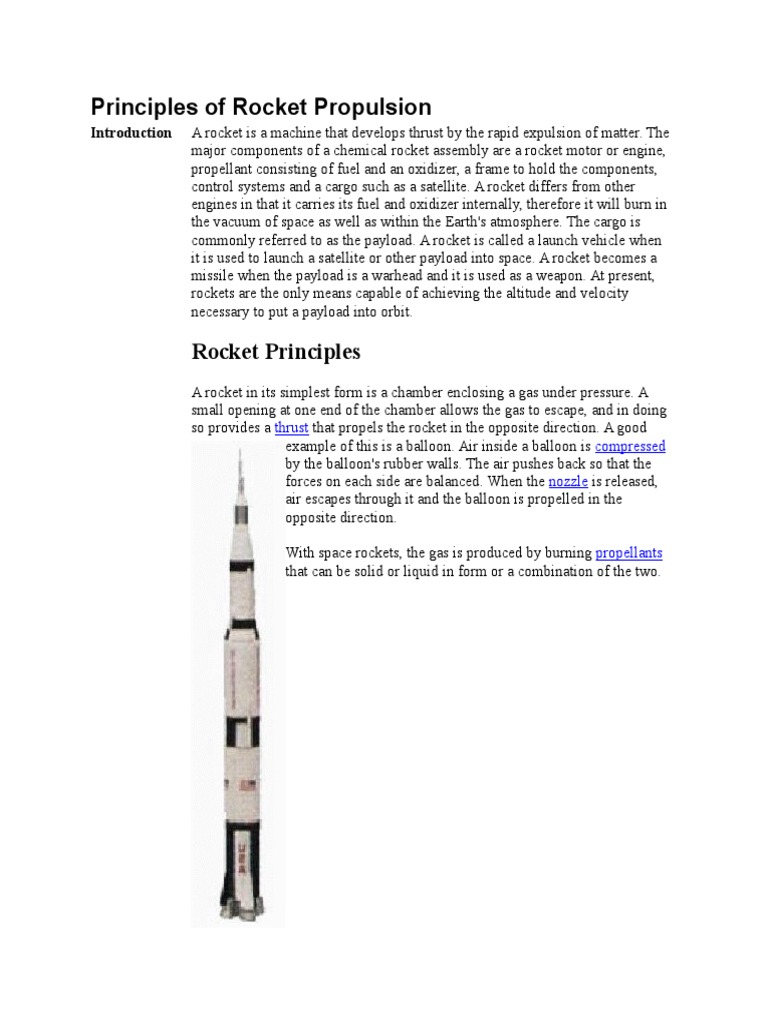 05 Rocket Propulsion Basics Pdf Rocket Propellant Liquid