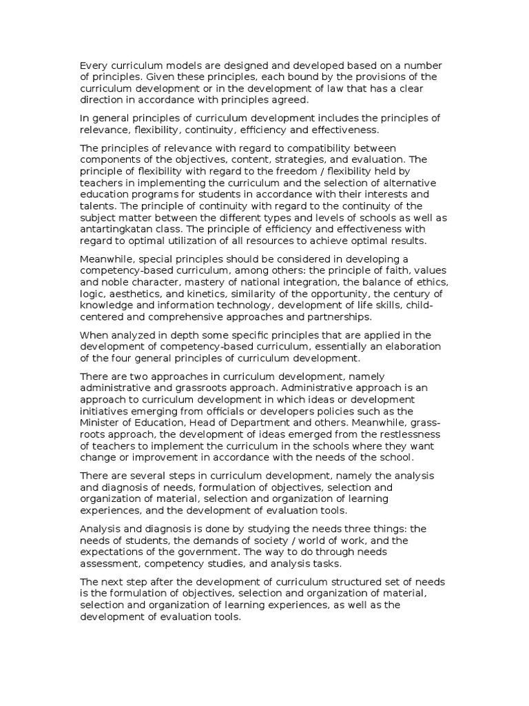Principles of Effective Curriculum Development | PDF | Curriculum ...