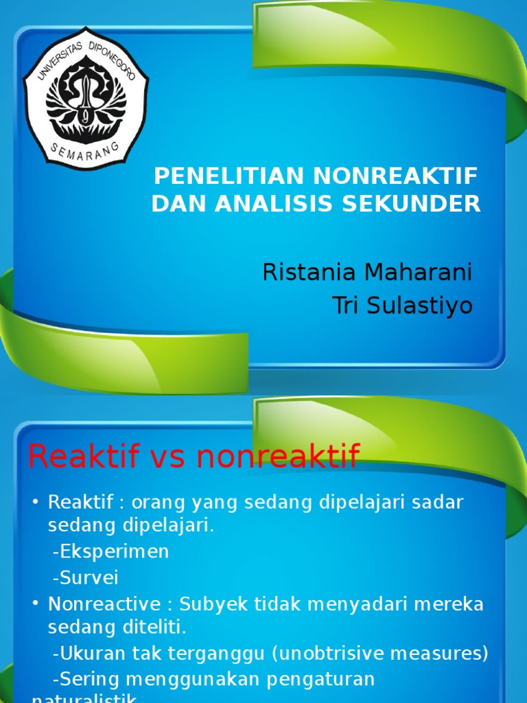 ANALISIS PENELITIAN NONREAKTIF DAN DATA SEKUNDER | PDF