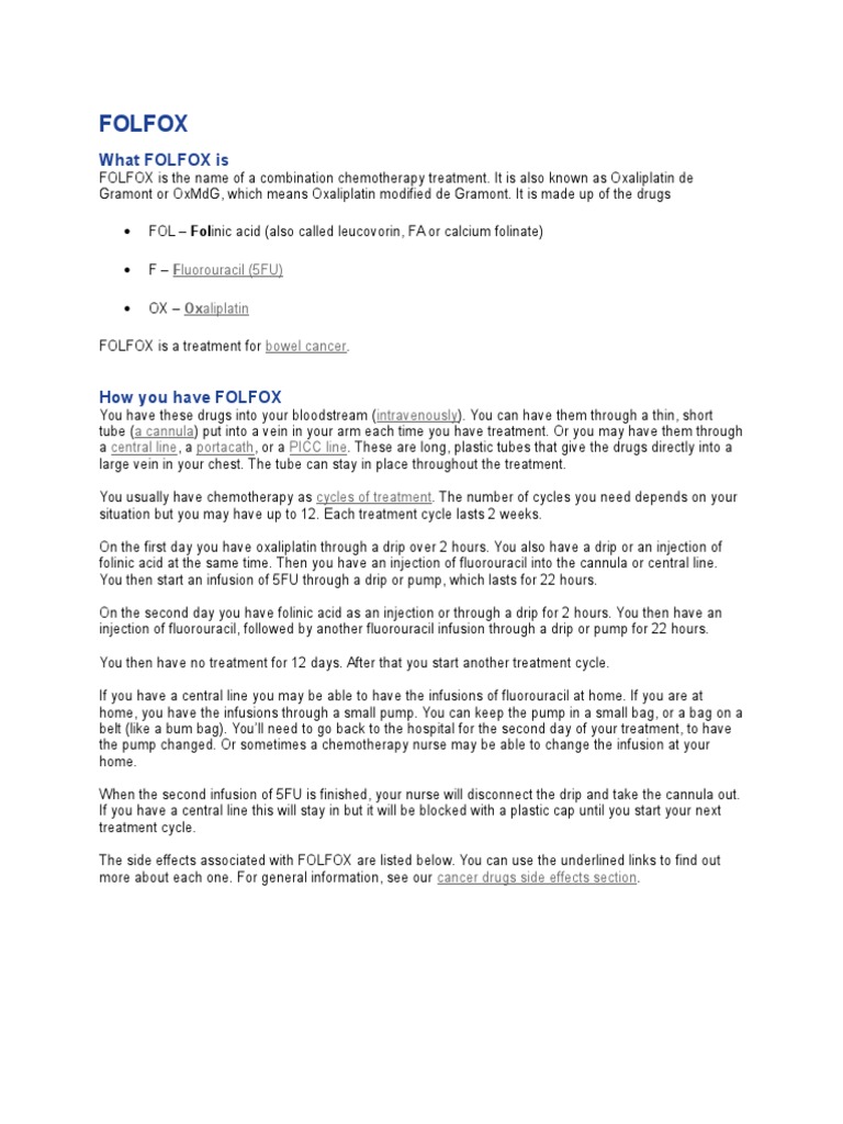Folfox side effects | Intravenous Therapy | Rtt