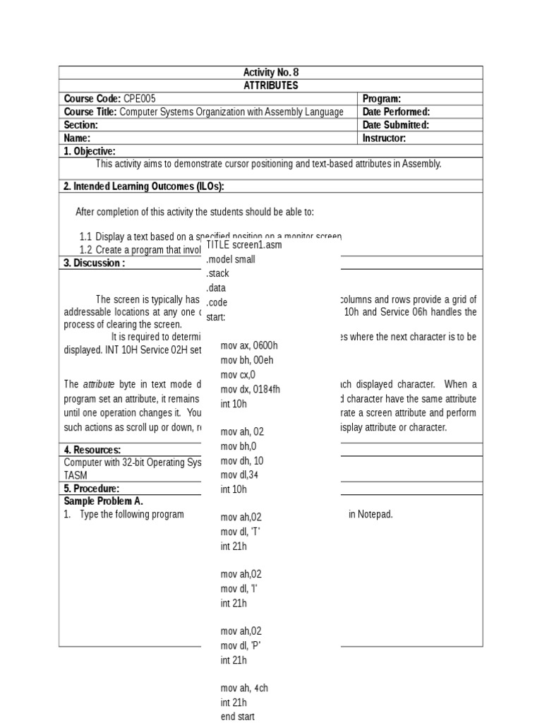 Activty 7 and 8 | PDF | Subroutine | Instruction Set