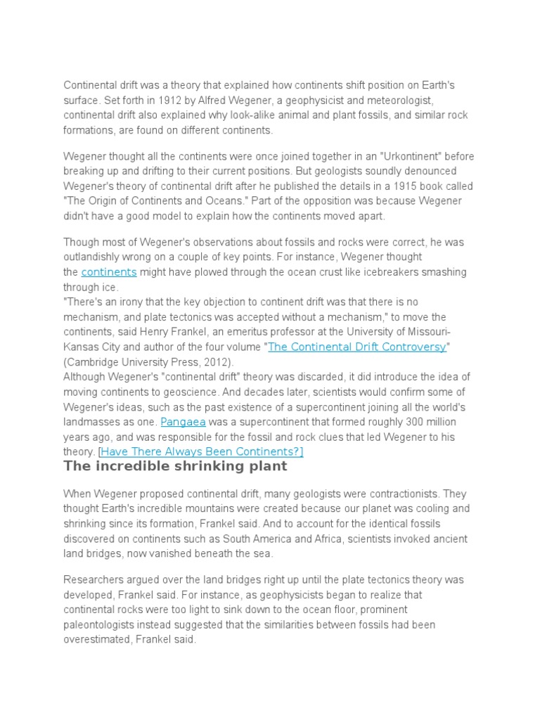 The Incredible Shrinking Plant: Continents | Download Free PDF | Plate ...