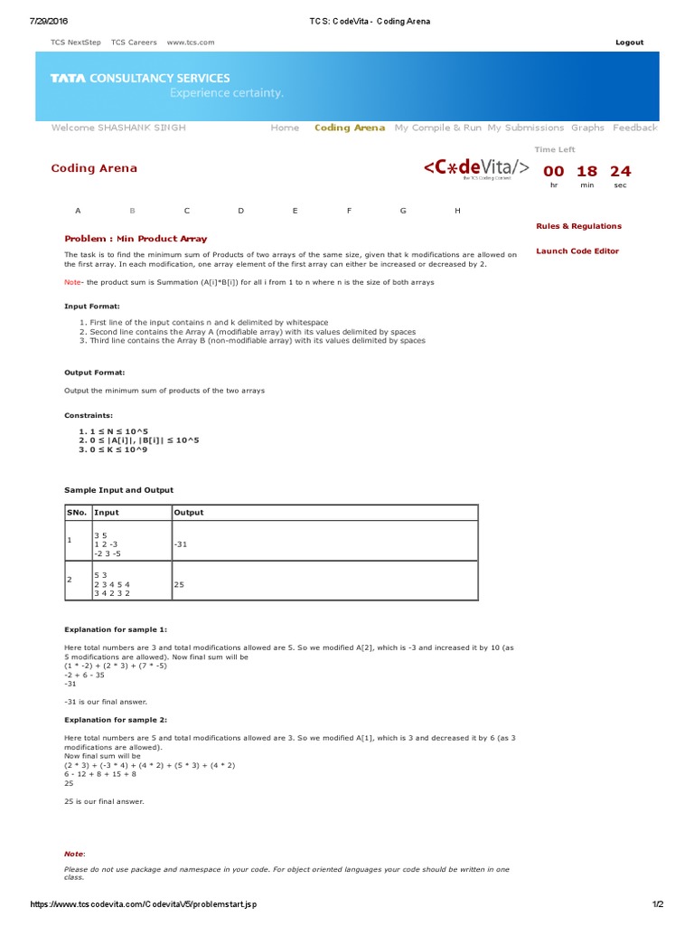 Tcs Codevita Coding Arena Pdf Teaching Methods And Materials Computers