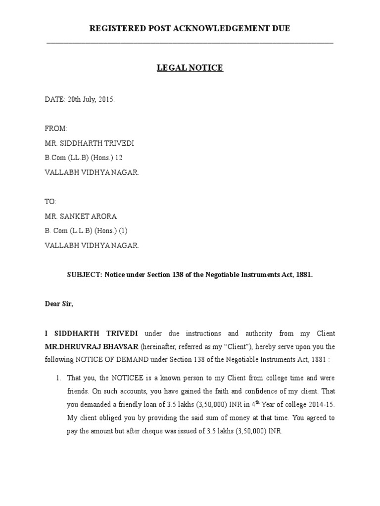 Registered Post Acknowledgement Due | PDF