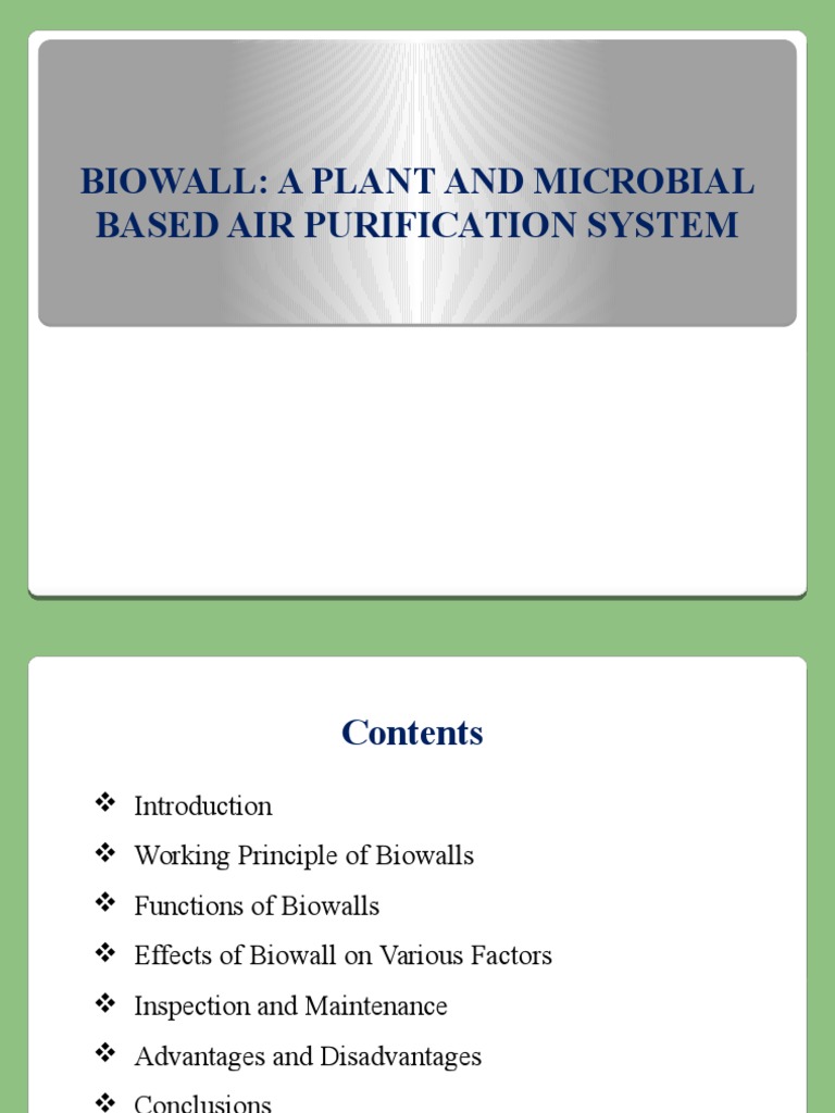Biowall: A Plant and Microbial Based Air Purification System | PDF ...