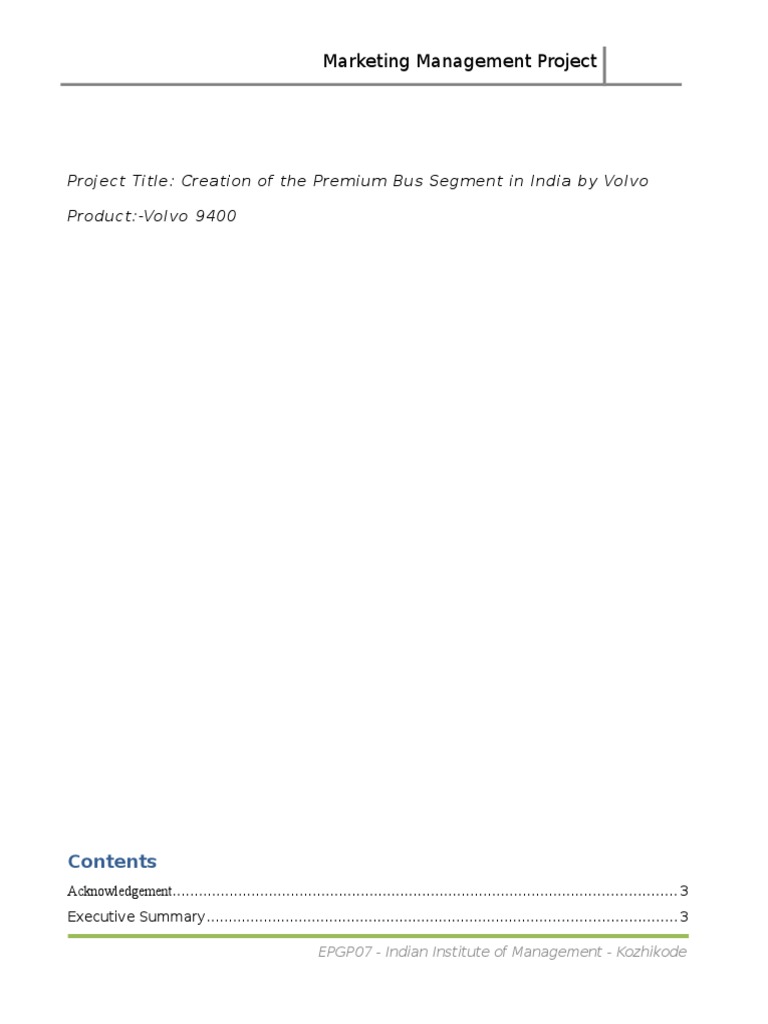 Marketing Management Project | PDF | Bus | Luxury Vehicles