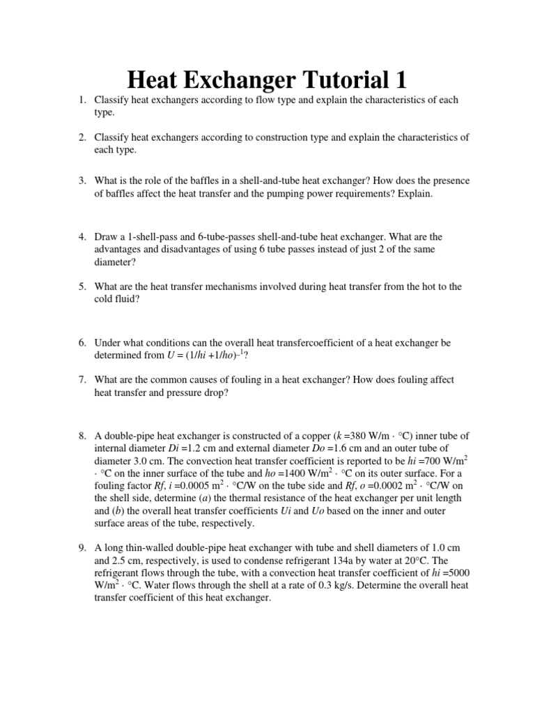 Heat Exchanger Design and Analysis: Calculating Overall Heat Transfer ...