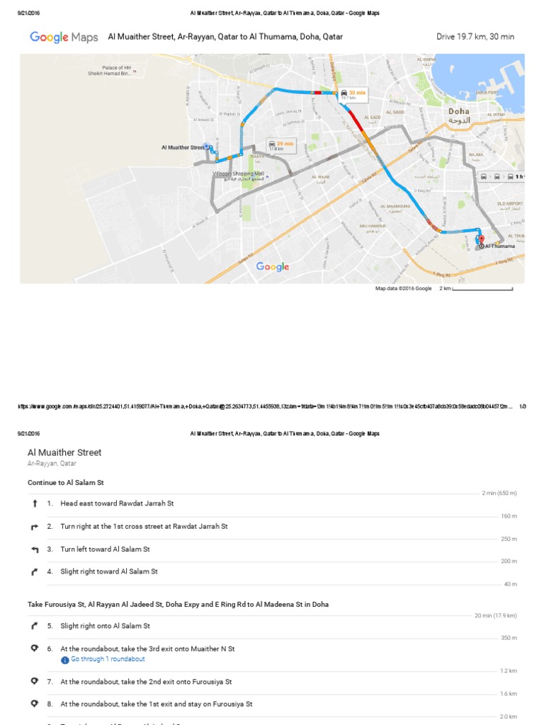 Al Muaither Street, Ar-Rayyan, Qatar To Al Thumama, Doha, Qatar ...