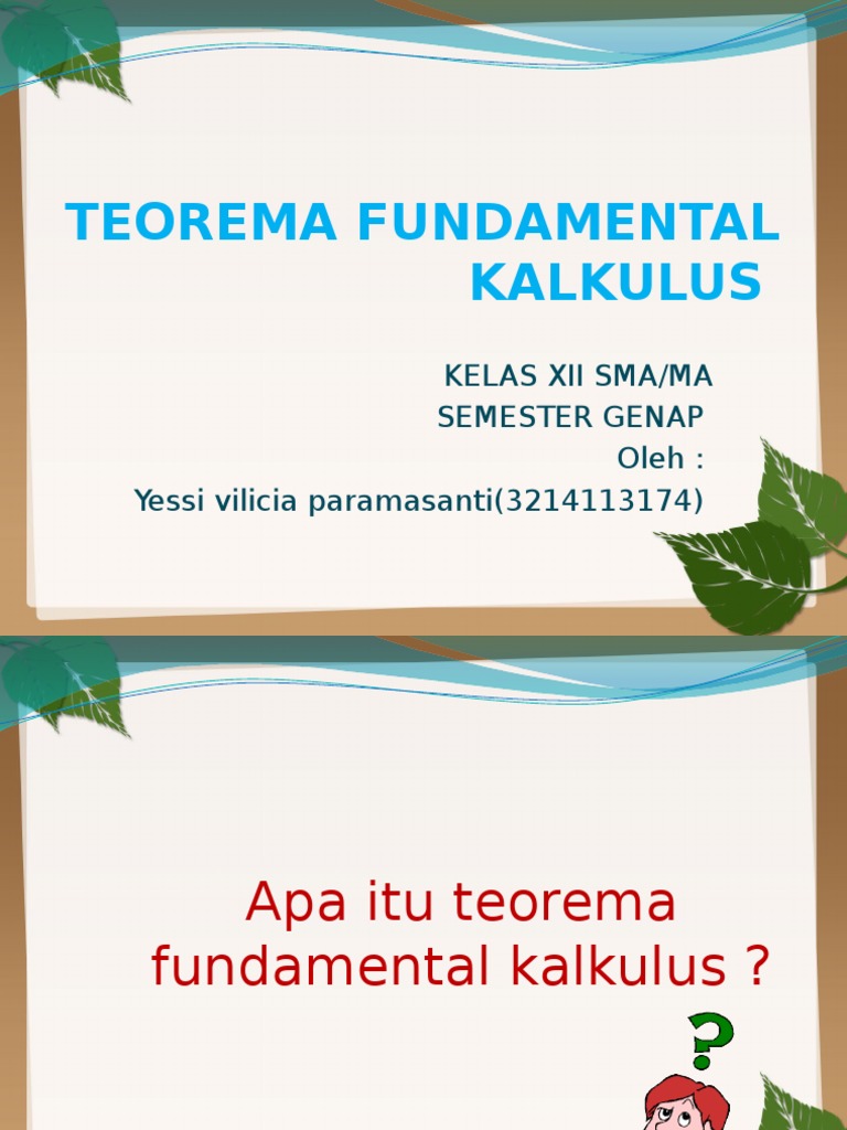 Teorema Fundamental Kalkulus | PDF | Metode & Bahan Ajar | Sains & Matematika