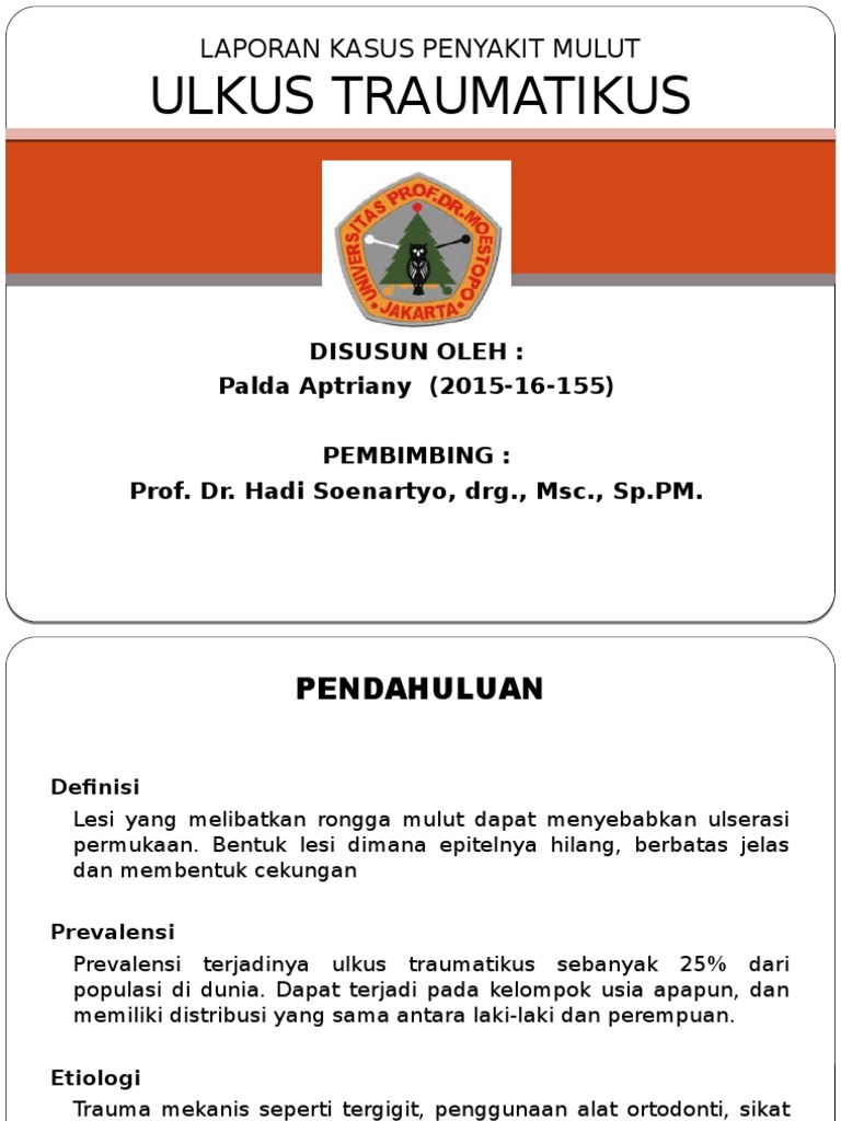Laporan Kasus Ulkus Traumatikus Mulut | PDF | Sains & Matematika