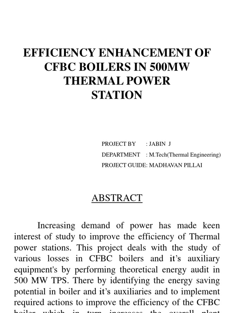 Efficiency Enhancement of CFBC Boilers in 500Mw Thermal Power Station | PDF