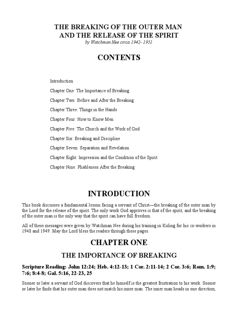 The Breaking of The Outer Man & The Release of The Spirit | PDF | Jacob ...