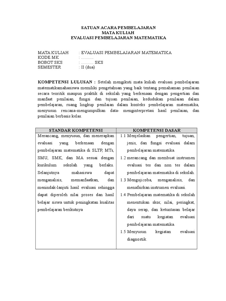 SAP Evaluasi PEMBELAJARAN | PDF
