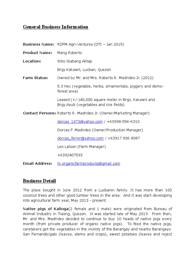 General Business Information | PDF | Organic Foods | Vegetables