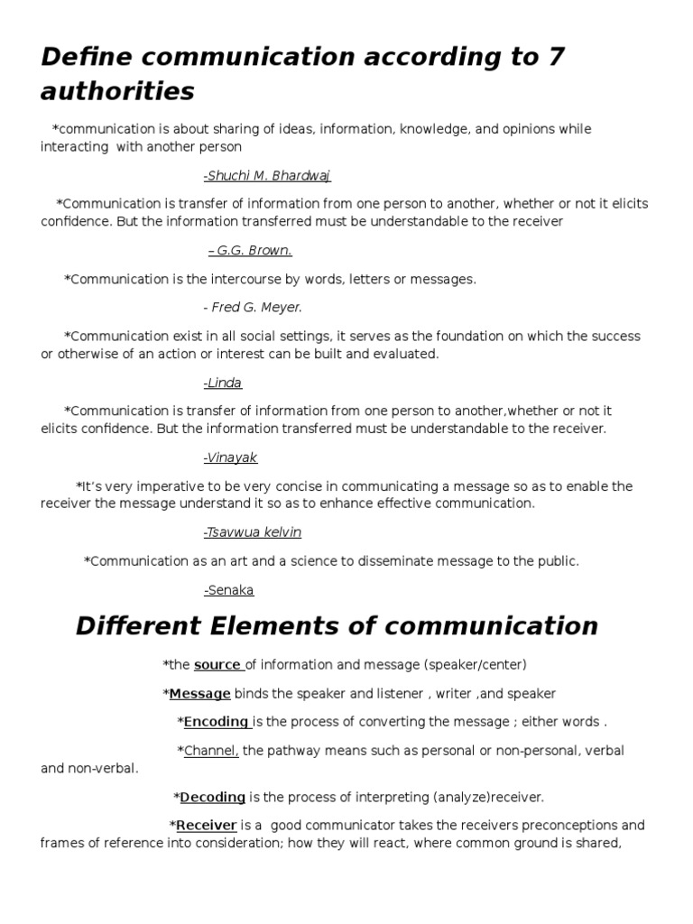 Define Communication According To 7 Authorities | PDF | Nonverbal ...