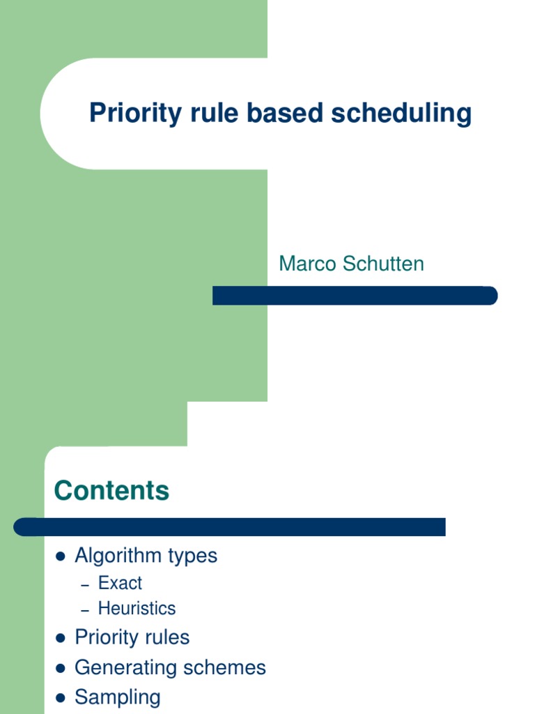 Priority Rule Based Scheduling: Marco Schutten | PDF | Cluster Analysis | Sampling (Statistics)